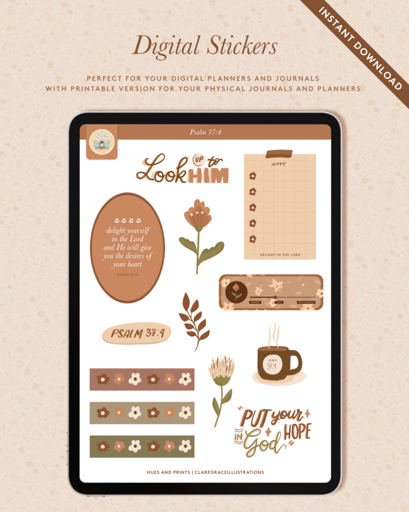 Psalm 37:4 - Goodnotes, Printable file, Digital Planning and journaling ...