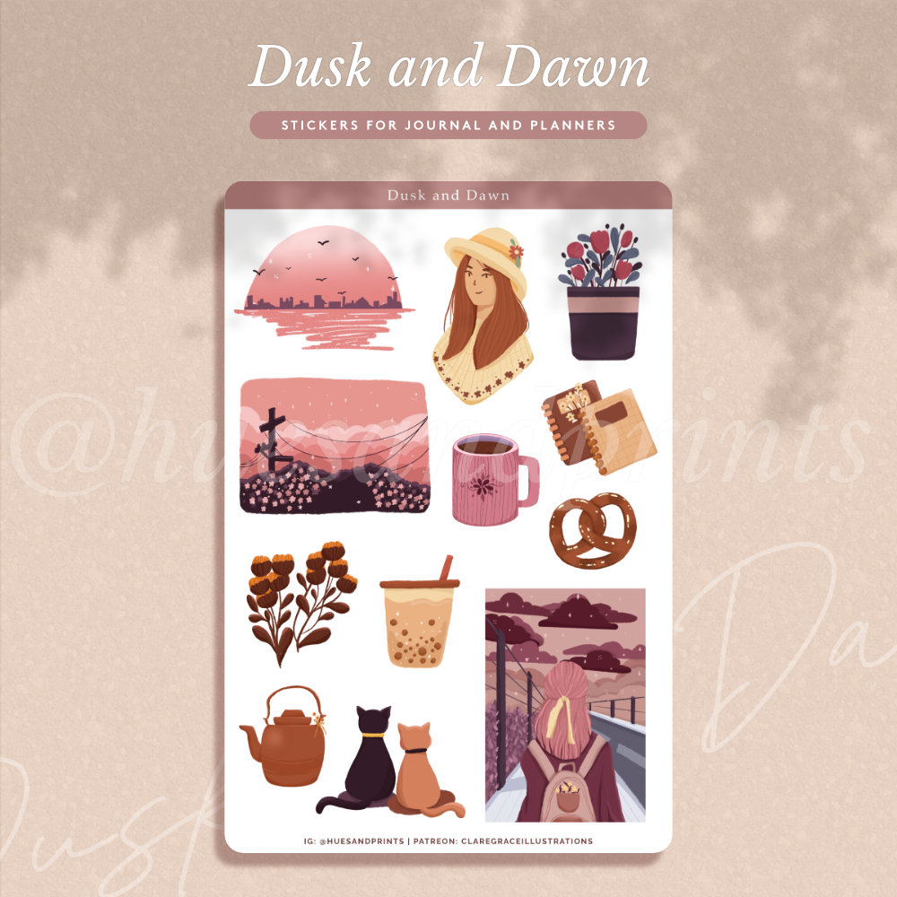 Dusk and Dawn - Planner, Journal Stickers - Hues and Prints