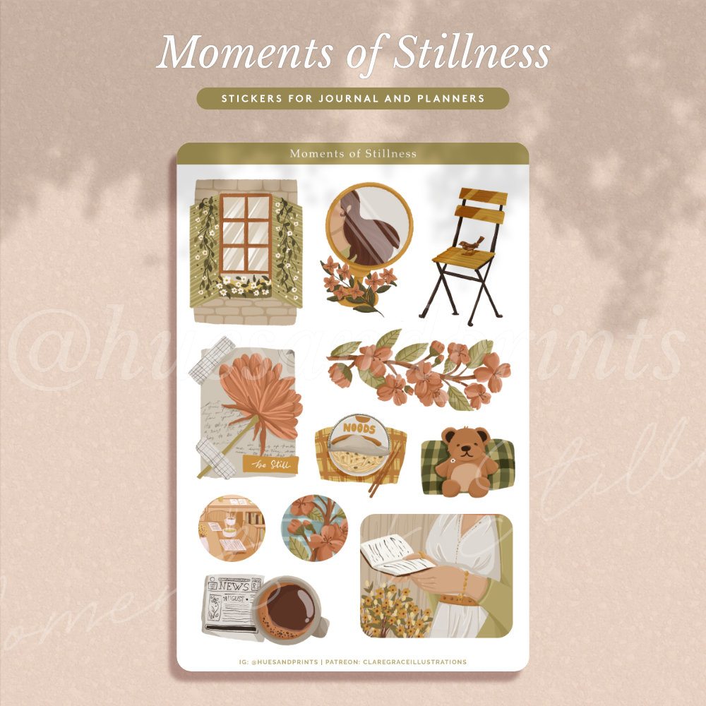 Moments of Stillness - Planner, Journal Stickers - Hues and Prints