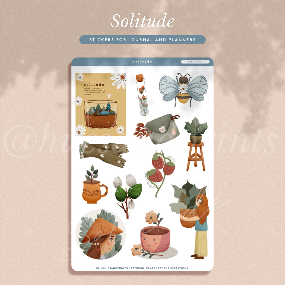 Solitude - Planner, Journal Stickers - Hues and Prints