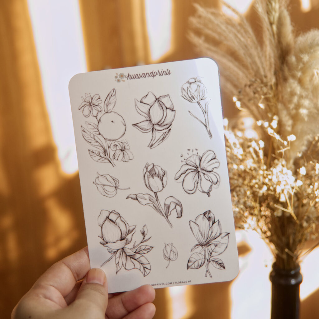 Floral Sketches - Transparent Sticker - Hues and Prints