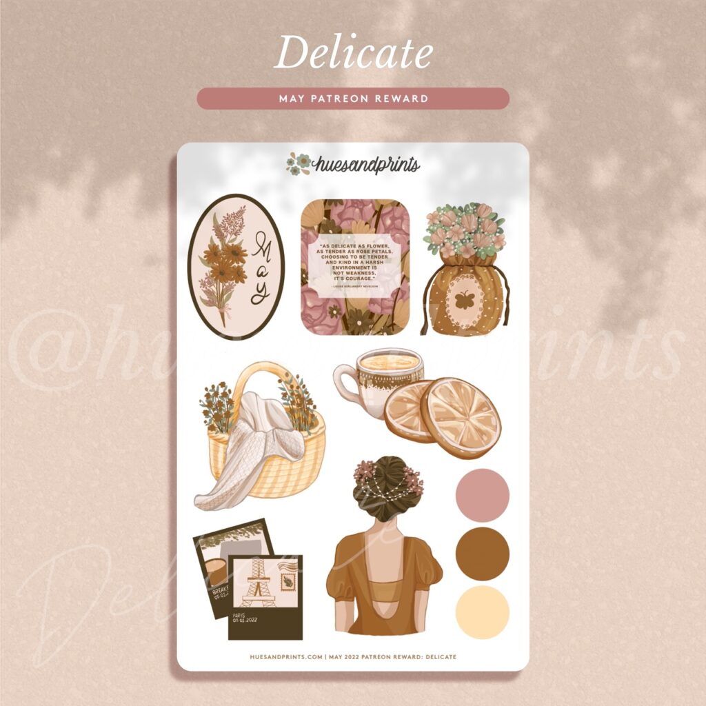Delicate – Planner, Journal Sticker - Hues and Prints